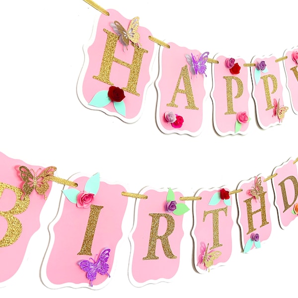Butterfly Birthday Banner - Etsy