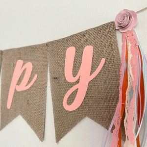 Boho Birthday Banner, Rustic Birthday Banner, Burlap Birthday Banner ...