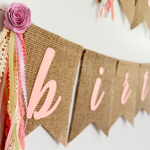 Boho Birthday Banner, Rustic Birthday Banner, Burlap Birthday Banner ...