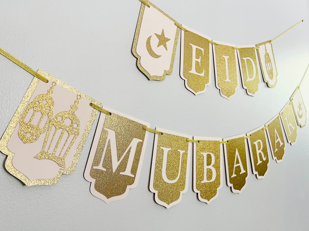 Eid Mubarak Decor, Eid Mubarak Banner, Eid Al-adha Mubarak Decor, Blue ...