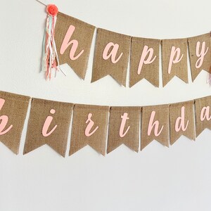 Boho Birthday Banner, Rustic Birthday Banner, Burlap Birthday Banner ...