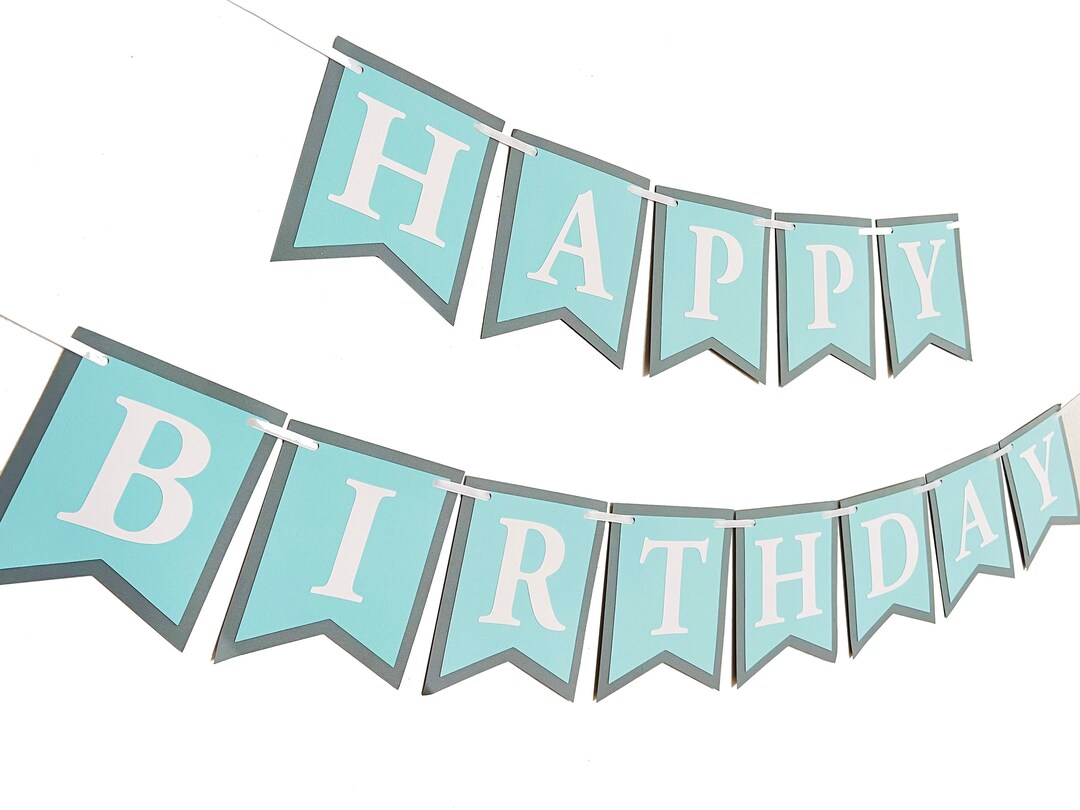 Mint and Gray Birthday Banner, Custom Birthday Banner, Personalized ...