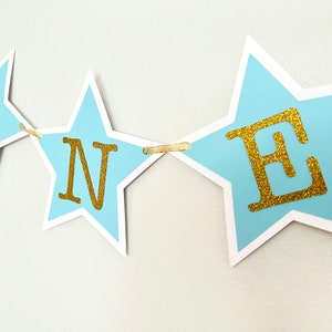 First Birthday Banner, ONE Mint and Gold Star Banner, Twinkle Twinkle ...
