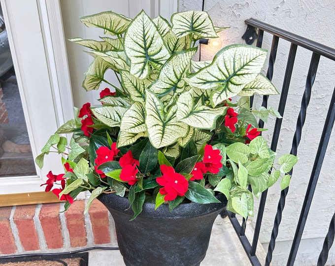 Faux Plant Urn Filler, Spring and Summer Front Porch Urn Drop in ...