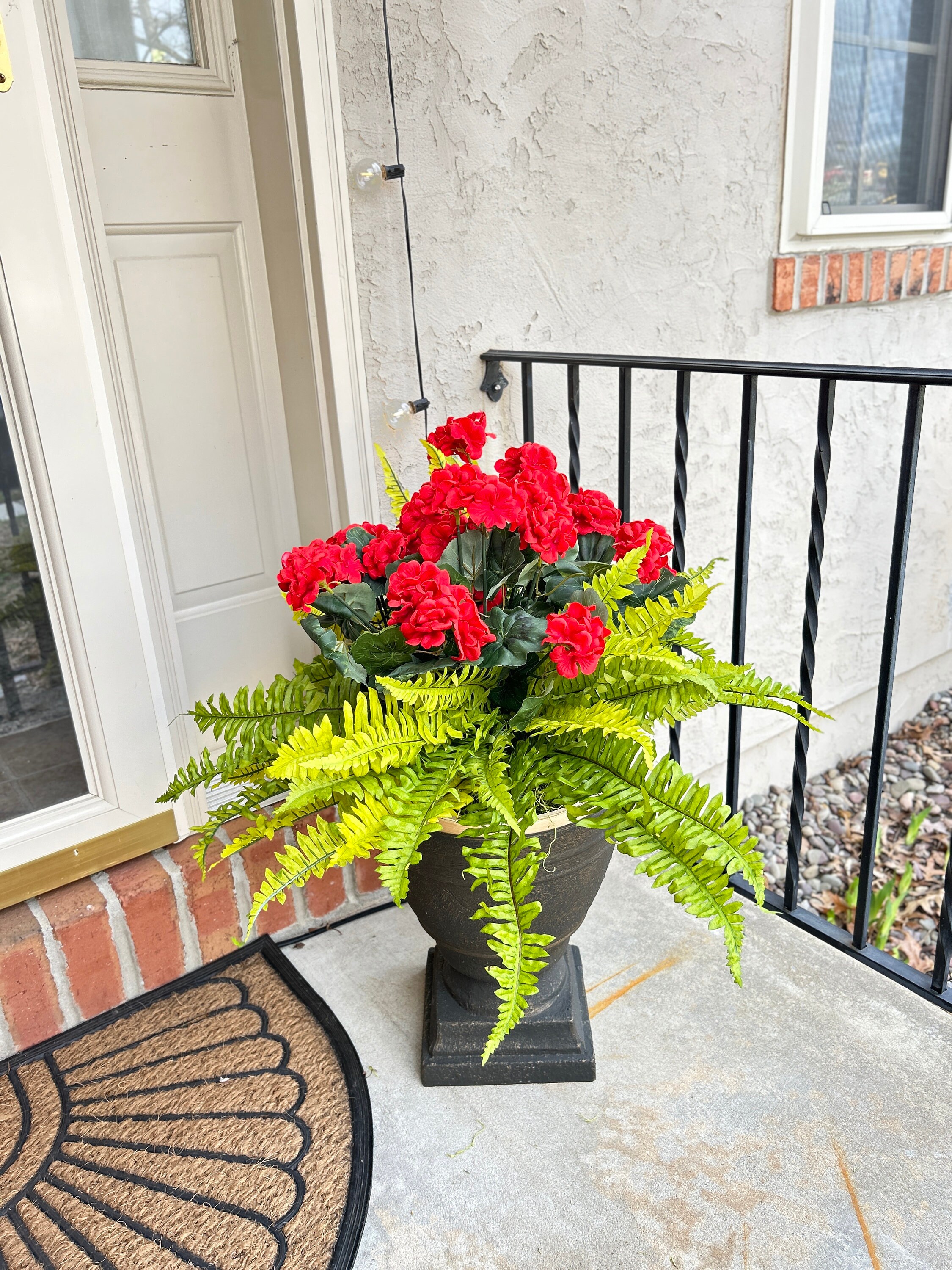 Faux Geranium & Fern Urn Filler: Spring Porch Arrangement - Etsy