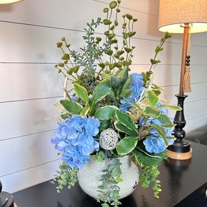 Coastal Centerpiece, Nautical Flower Centerpiece, Blue Hydrangeas ...