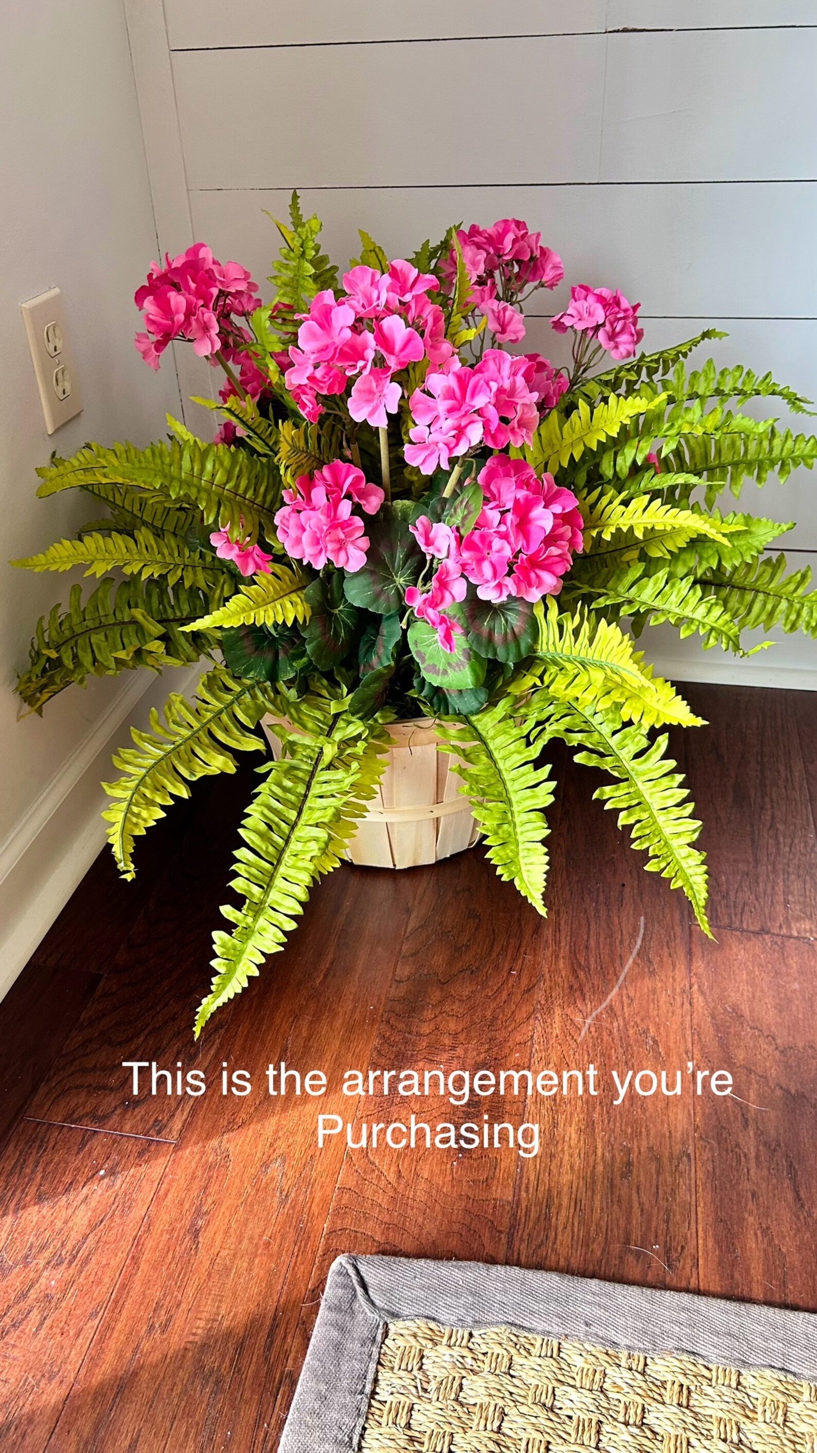 Faux Pink Geranium & Fern Urn Filler: Spring Porch Arrangement - Etsy