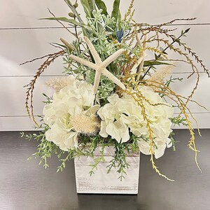 Coastal Flower Centerpiece, Hydrangea Beach House Table Centerpiece ...
