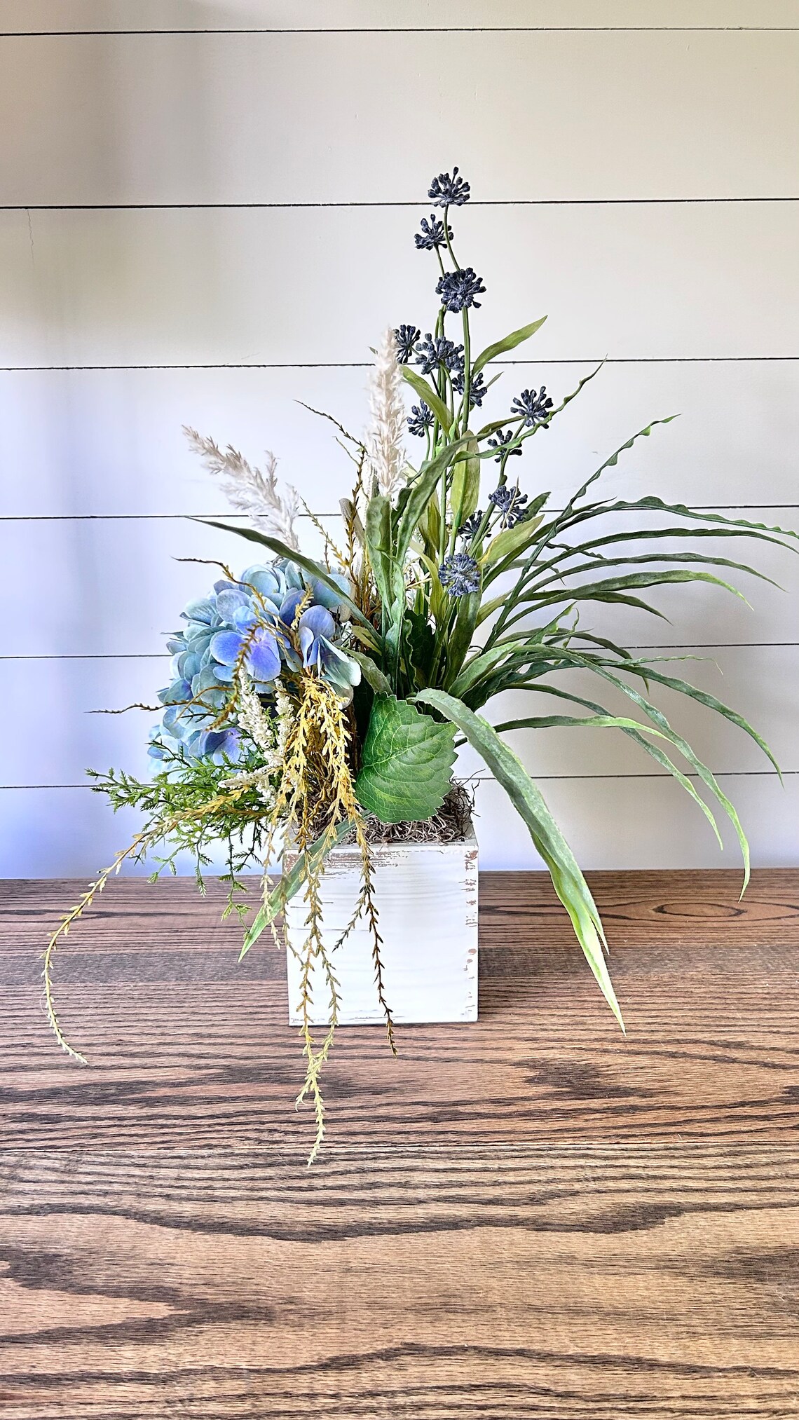 Coastal Flower Centerpiece Teal Blue and White Floral - Etsy