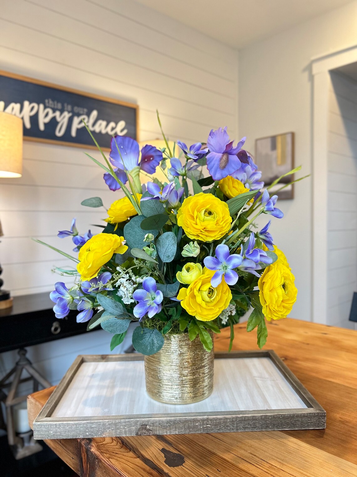 Spring and Summer Flower Centerpiece, Spring Silk Flower Arrangement ...