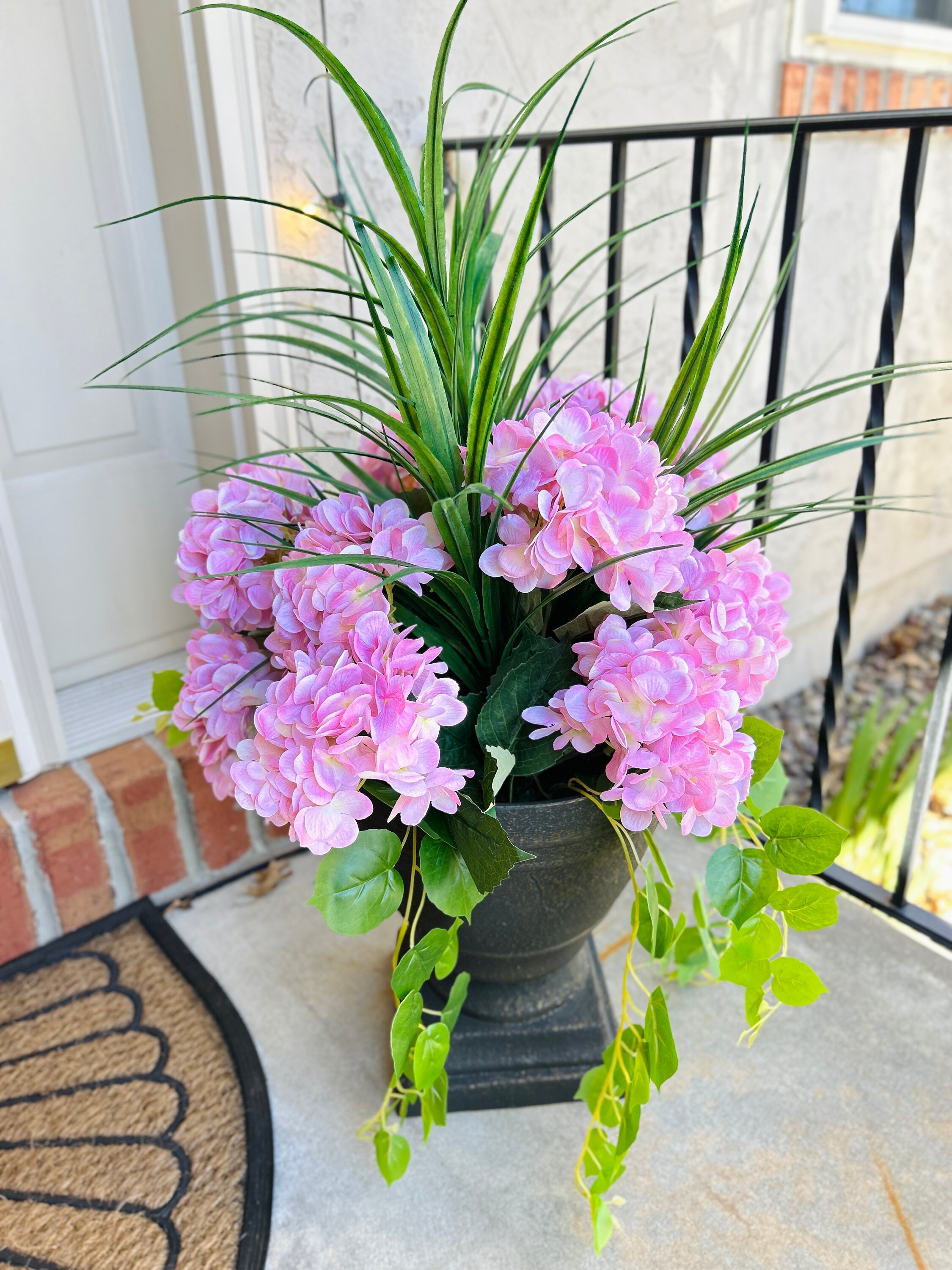 Front Porch Planter Pot Filler, Faux Flower Urn Drop in Centerpiece ...