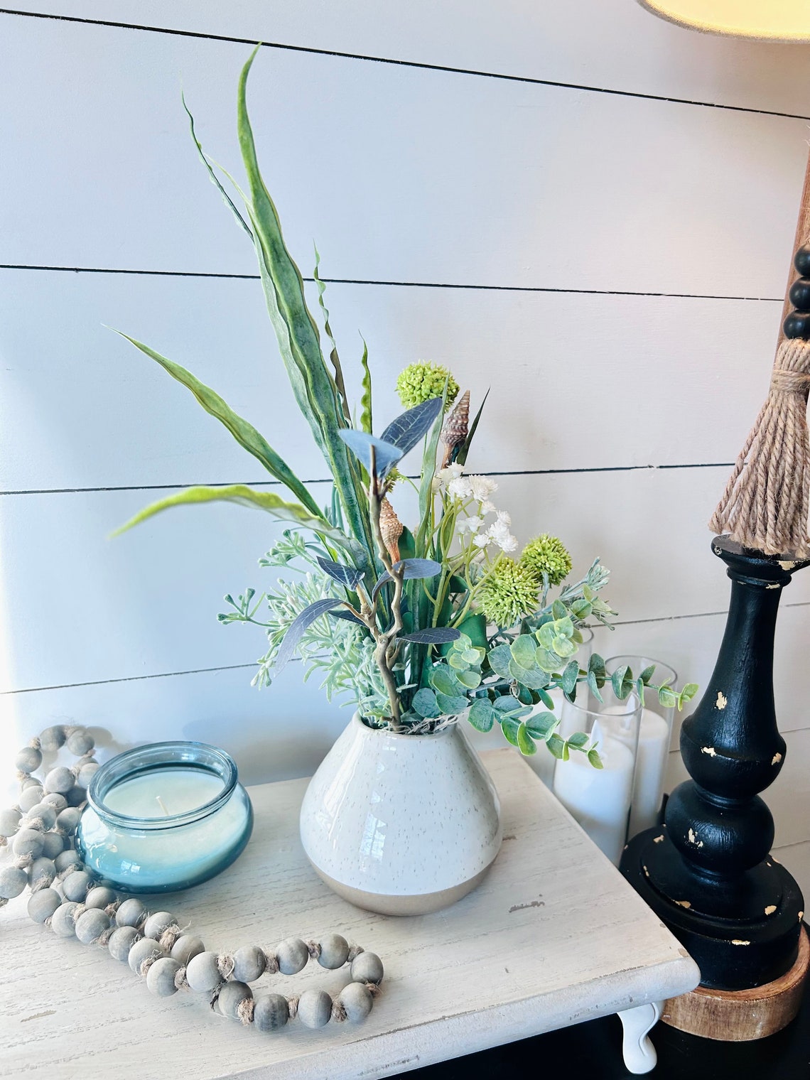 Coastal Flower Centerpiece, SMALL Coastal Arrangement, Coastal Floral ...