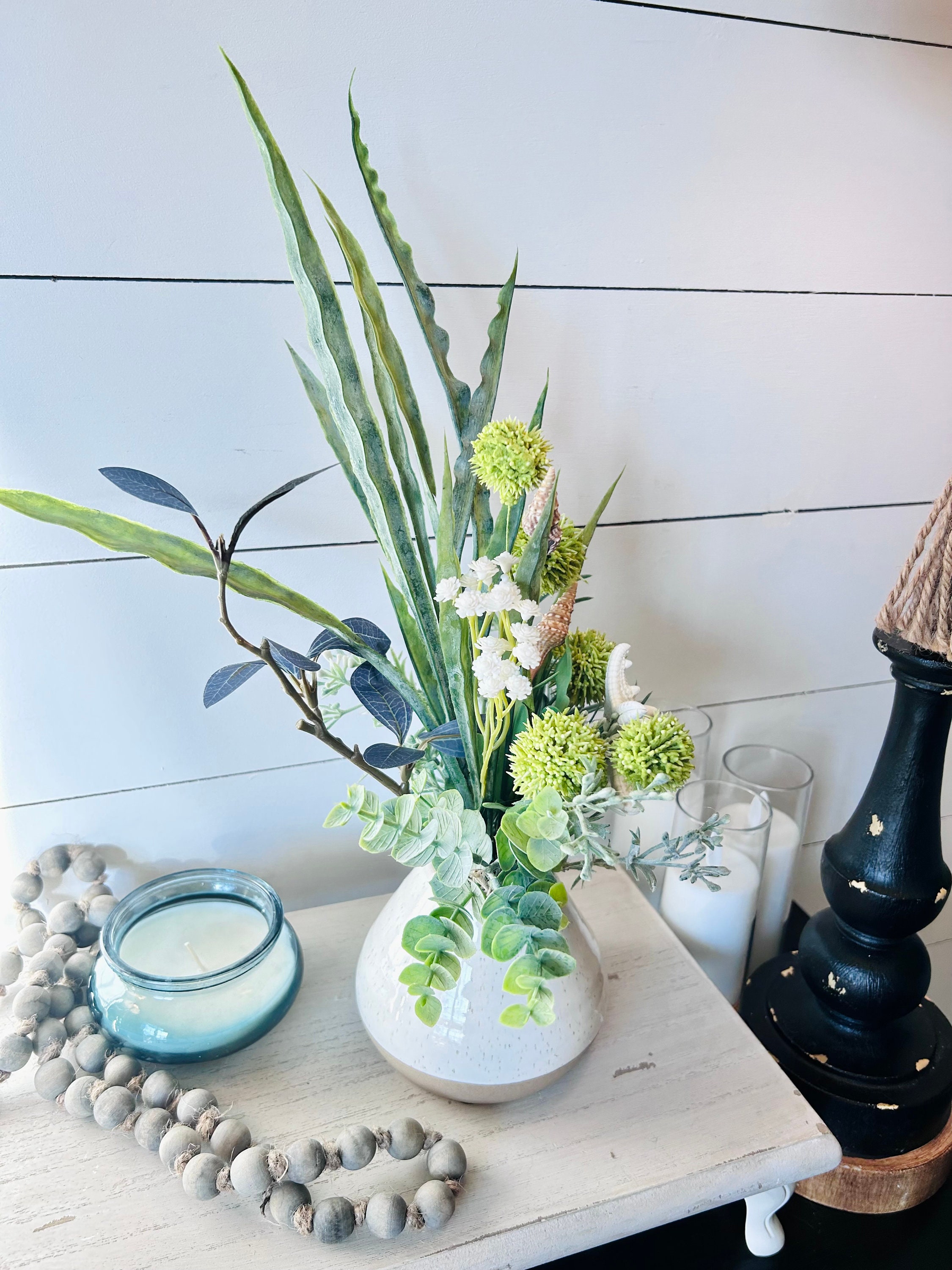 Coastal Flower Centerpiece, SMALL Coastal Arrangement, Coastal Floral ...