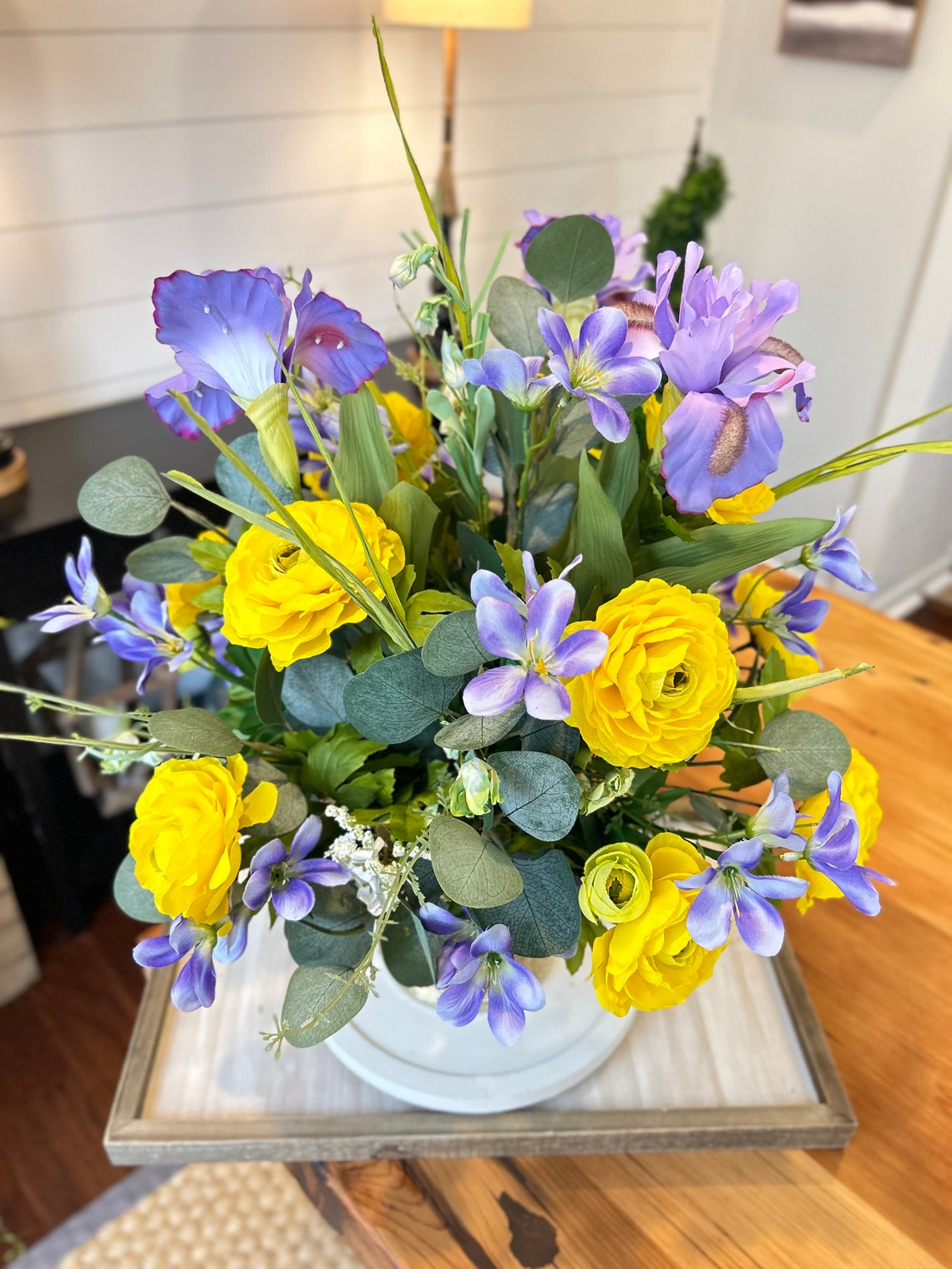 Spring and Summer Flower Centerpiece, Spring Silk Flower Arrangement ...