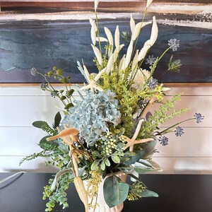 Coastal Centerpiece, Nautical Flower Centerpiece, Blue Hydrangeas ...