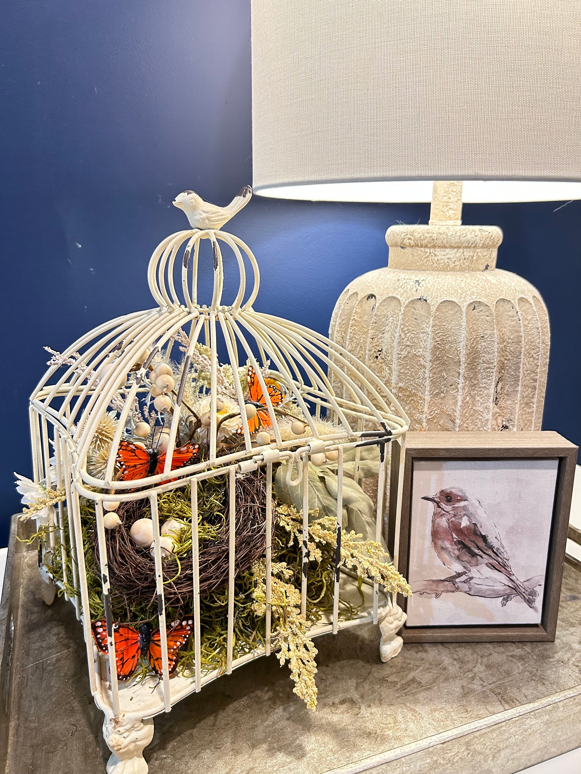 Decorative Birdcage Birdhouse Centerpiece, Floral Birdcage Centerpiece ...