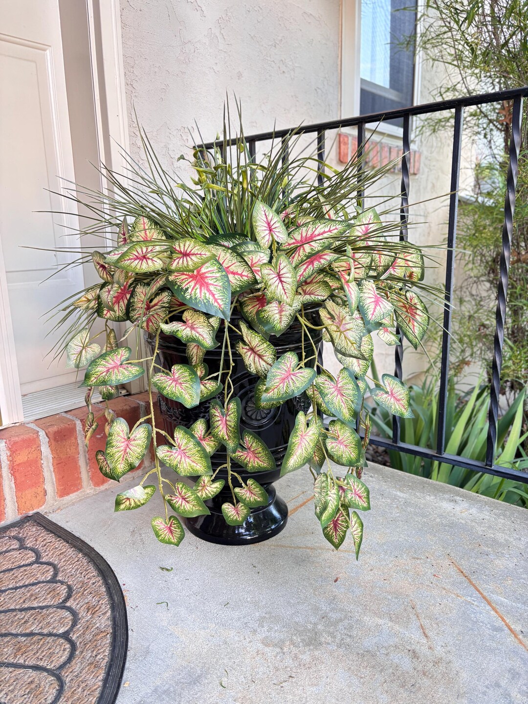 Faux Plant Urn Filler, Spring and Summer Front Porch Urn Drop in ...
