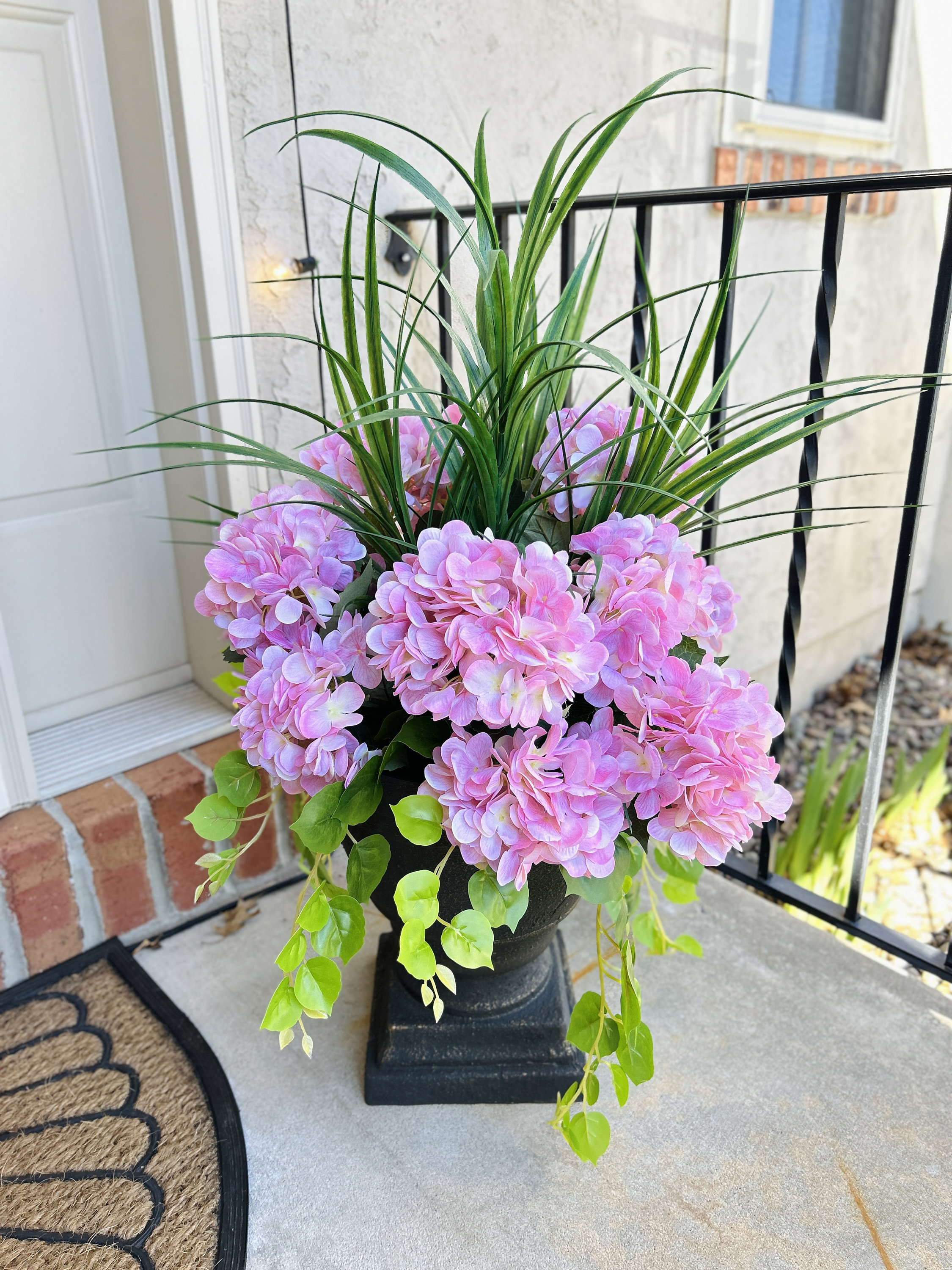 Front Porch Planter Pot Filler, Faux Flower Urn Drop in Centerpiece ...