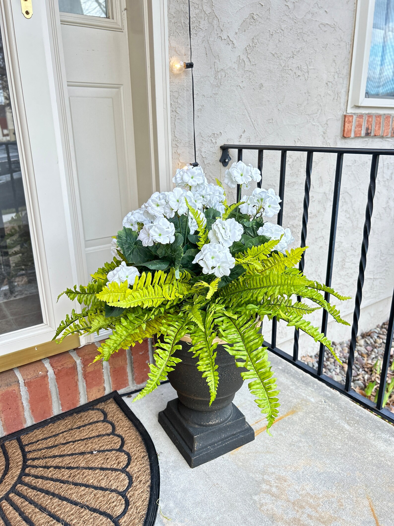Faux Plant Urn Filler, Spring and Summer Front Porch Urn Drop in ...