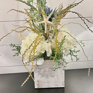 Coastal Flower Centerpiece, Hydrangea Beach House Table Centerpiece ...