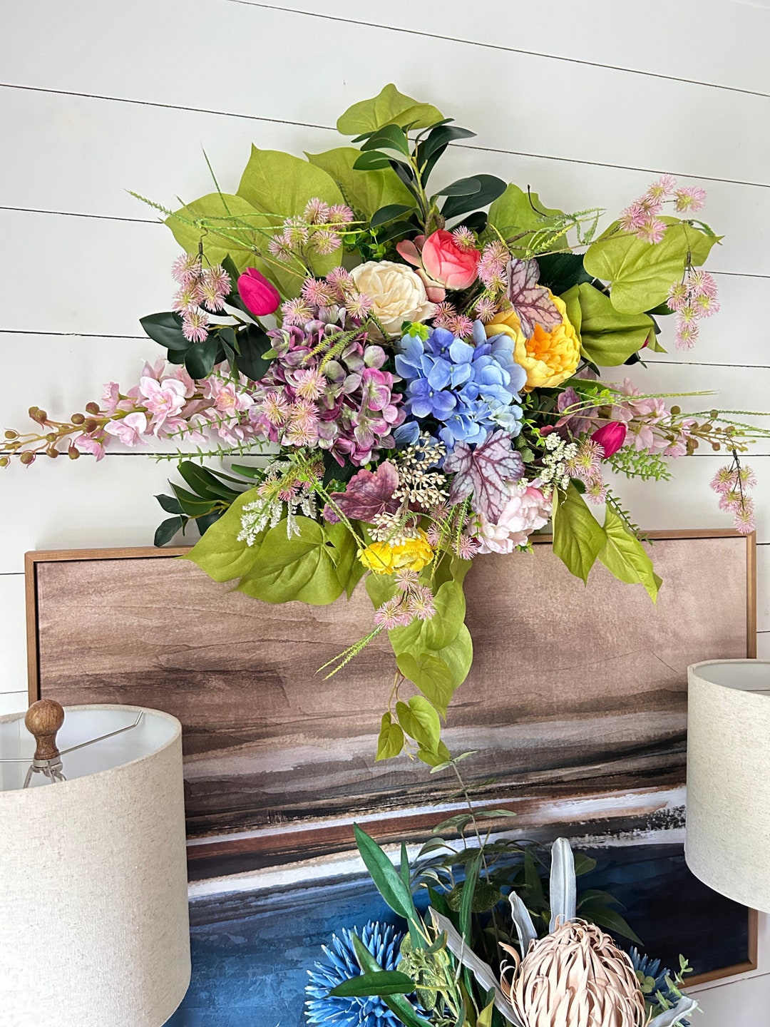 Flower Swag, Flower Garland Swag, Year Round Over the Mirror Artificial ...