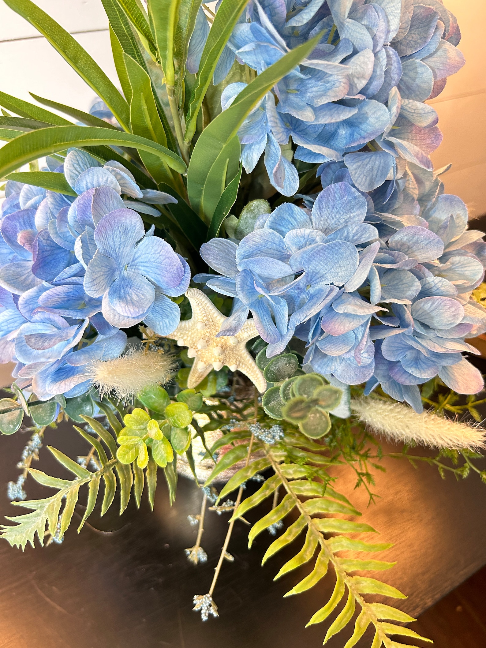 Coastal Centerpiece, Nautical Flower Centerpiece, Blue Hydrangeas ...