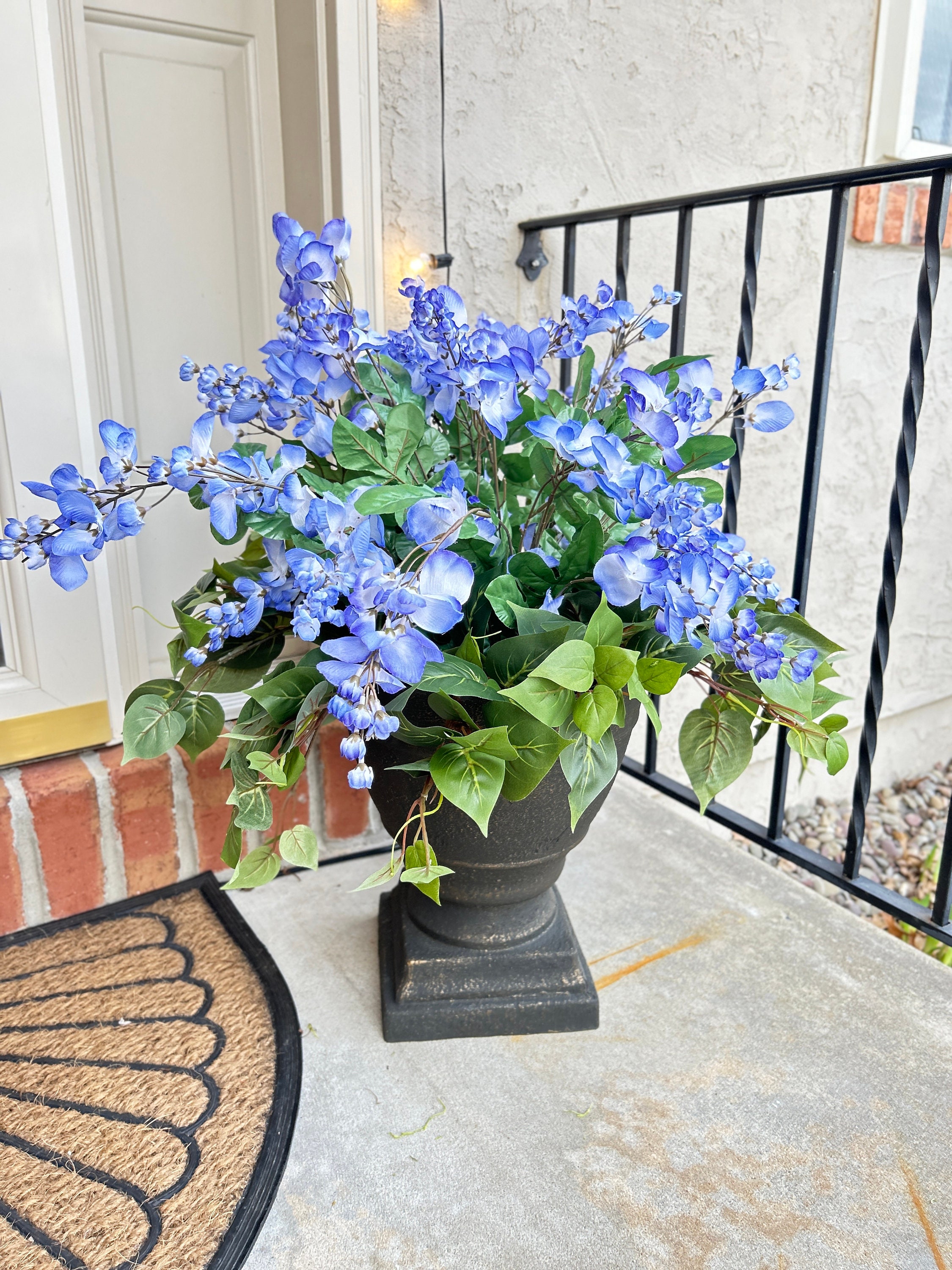 Faux Plant Urn Filler, Spring and Summer Front Porch Urn Drop in ...