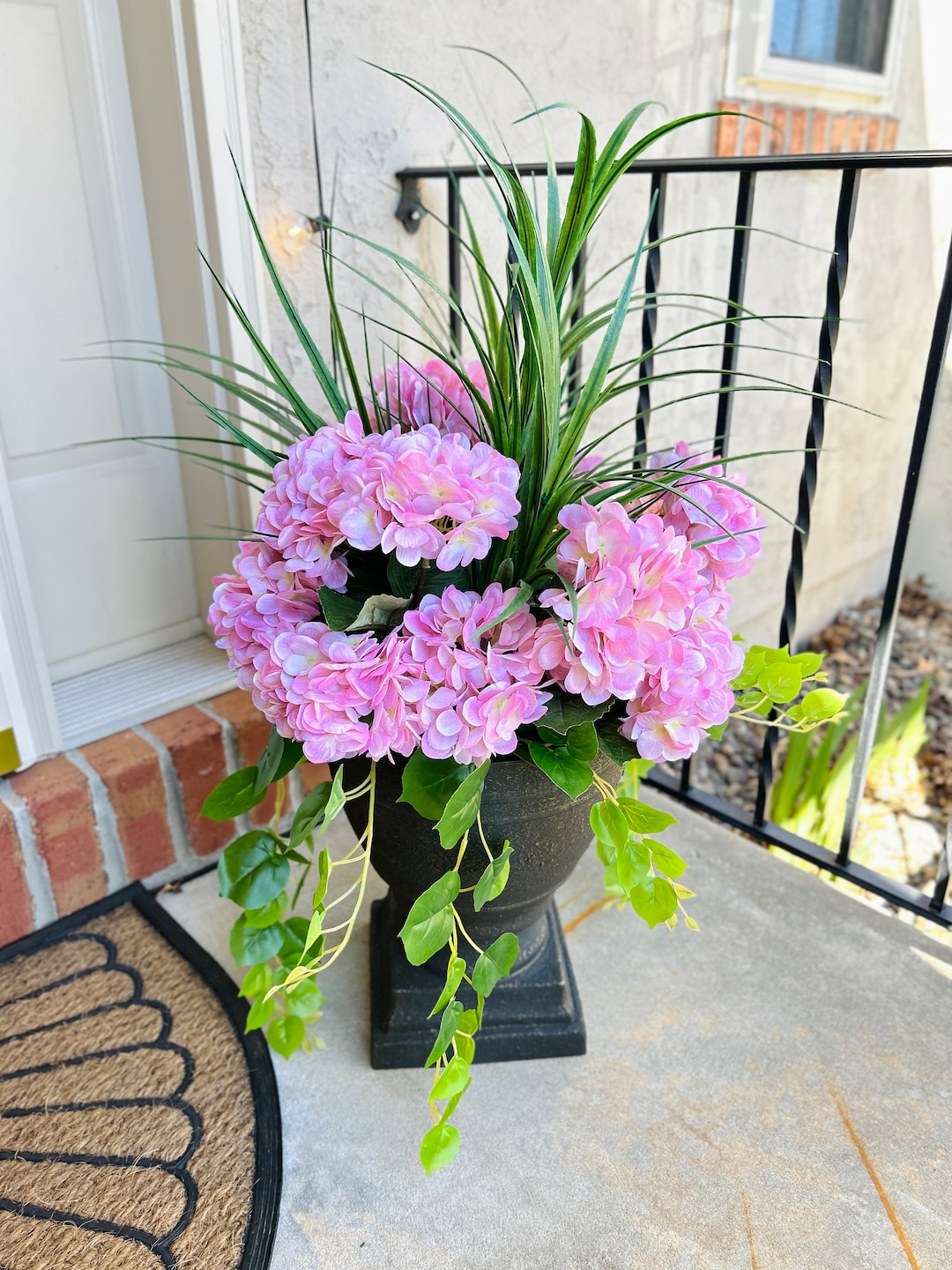 Front Porch Planter Pot Filler, Faux Flower Urn Drop in Centerpiece ...