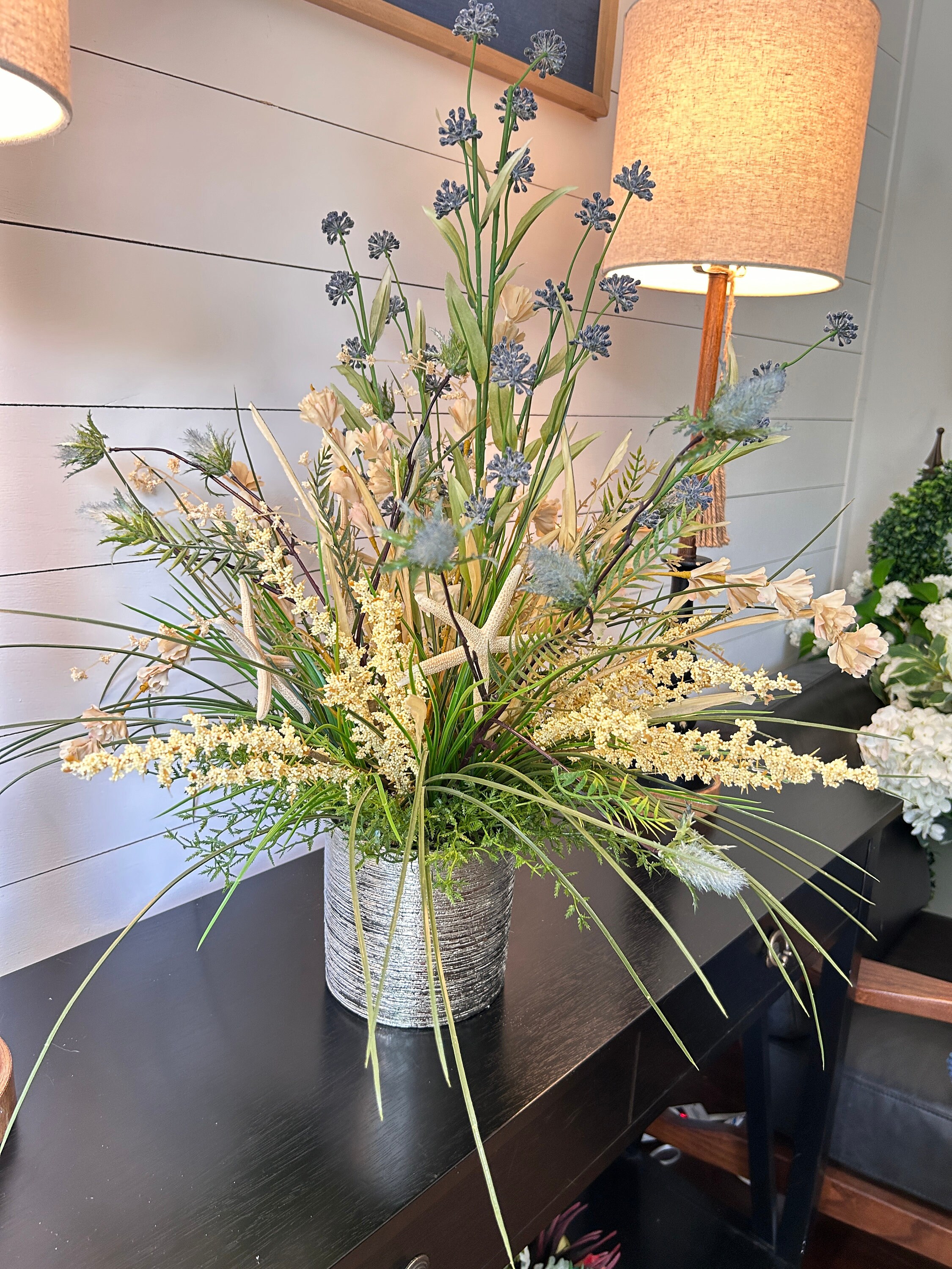 Coastal Centerpiece for Table, Nautical Flower Centerpiece, Coastal ...