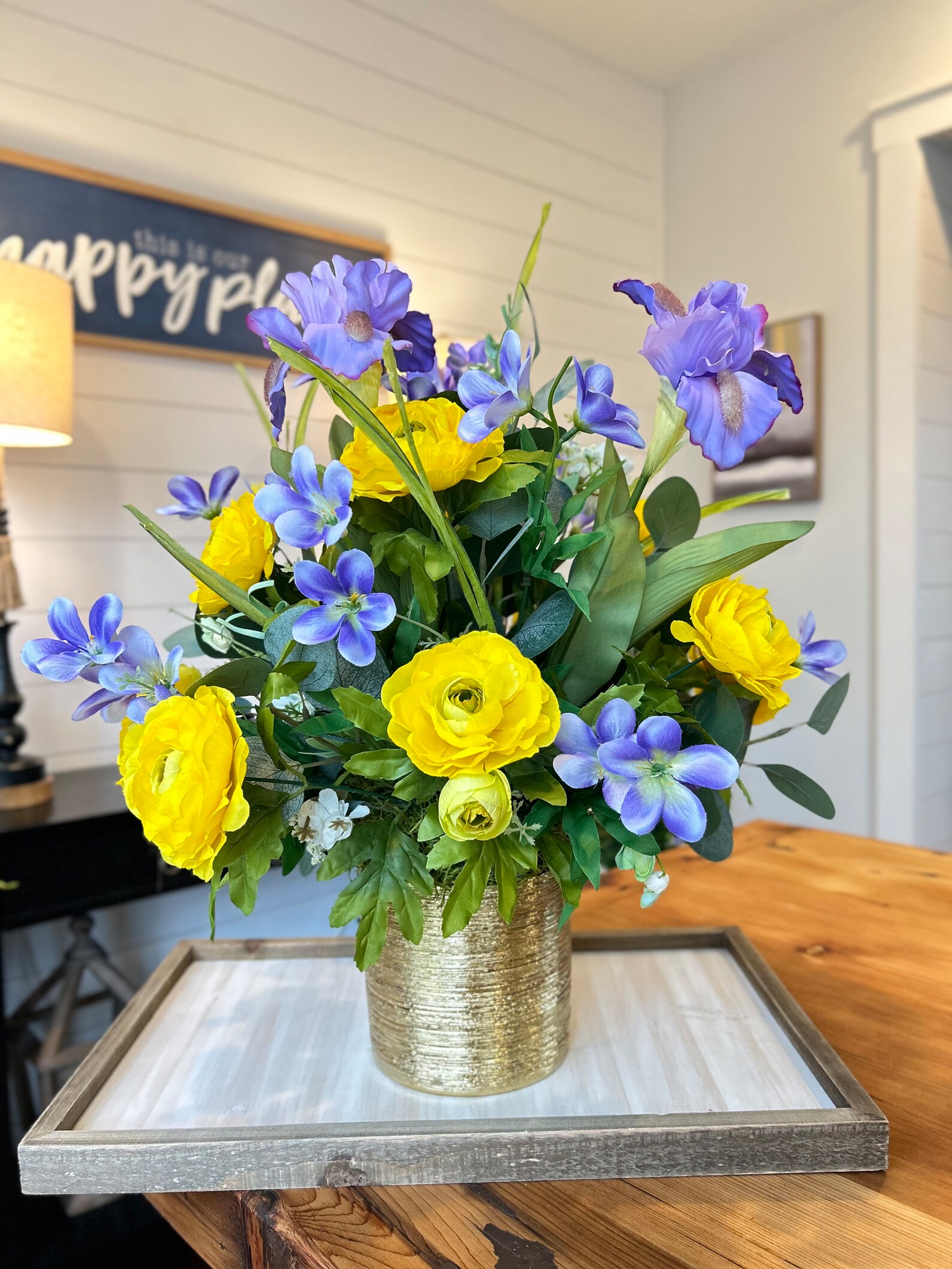 Spring and Summer Flower Centerpiece, Spring Silk Flower Arrangement ...