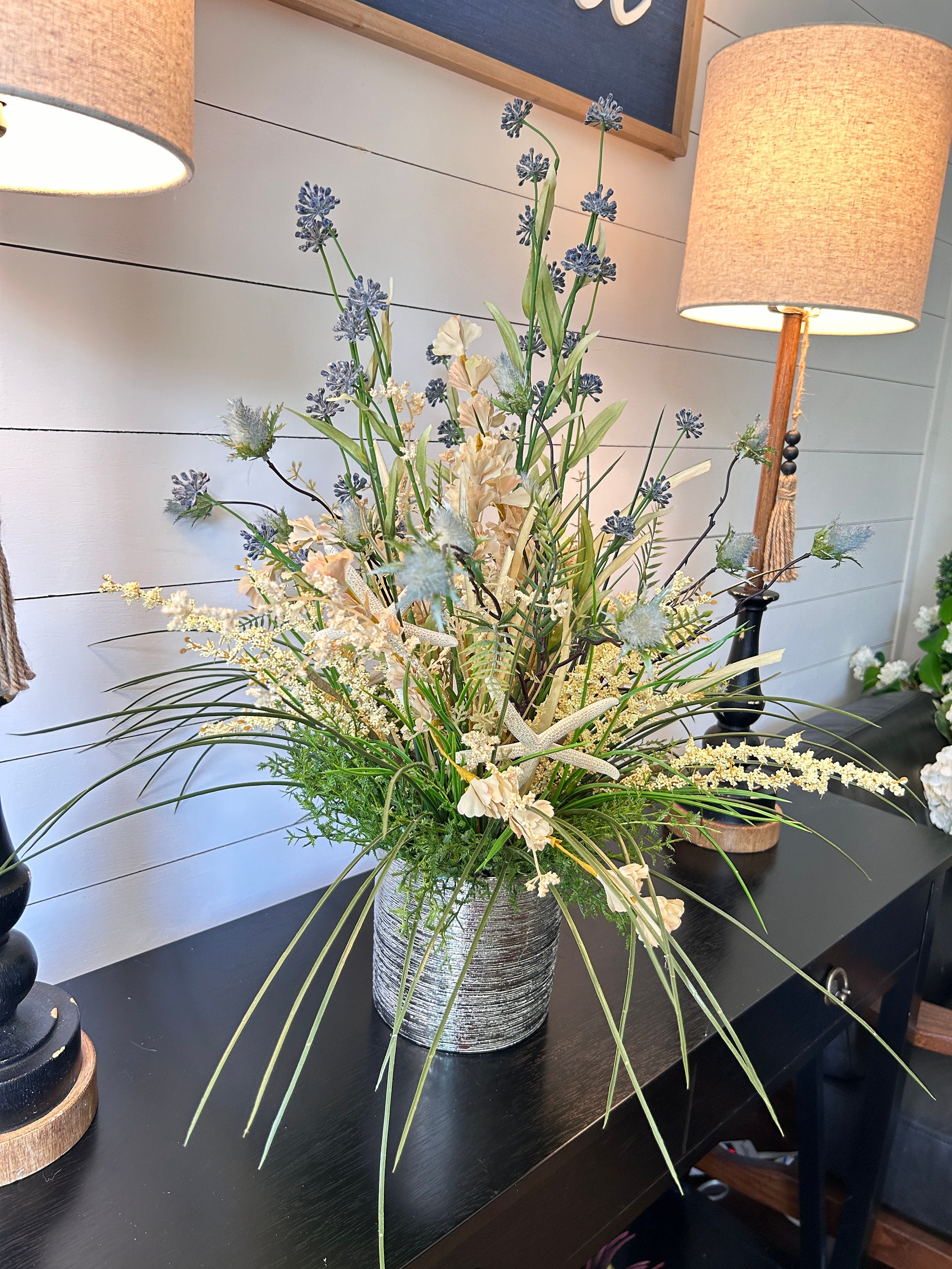 Coastal Centerpiece for Table, Nautical Flower Centerpiece, Coastal ...