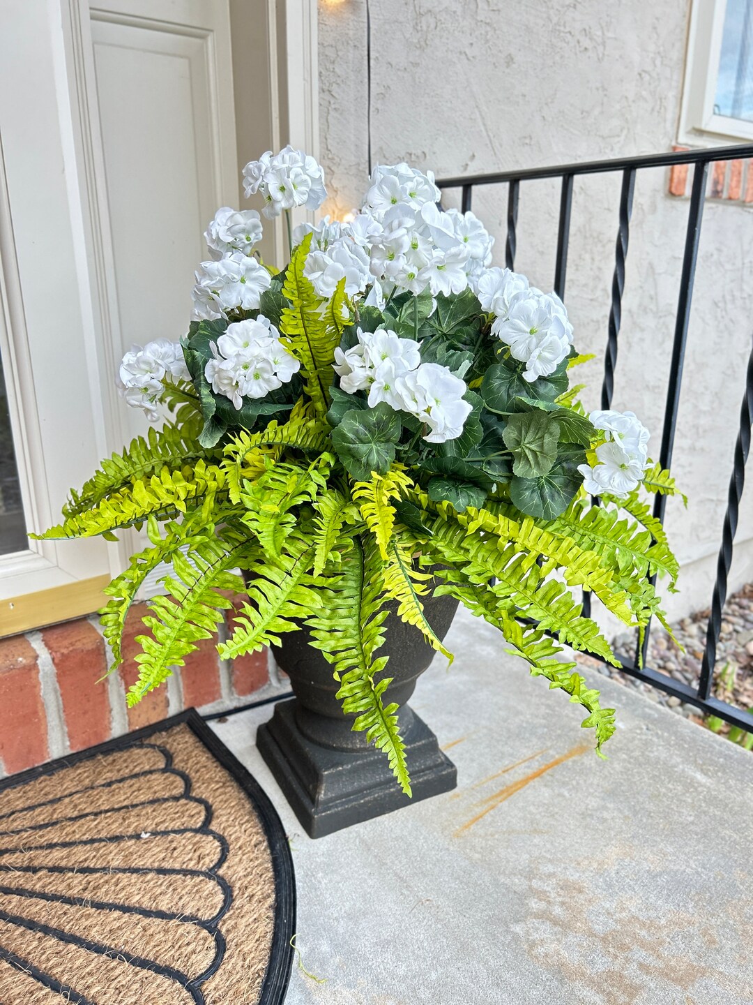 Faux Plant Urn Filler, Spring and Summer Front Porch Urn Drop in ...