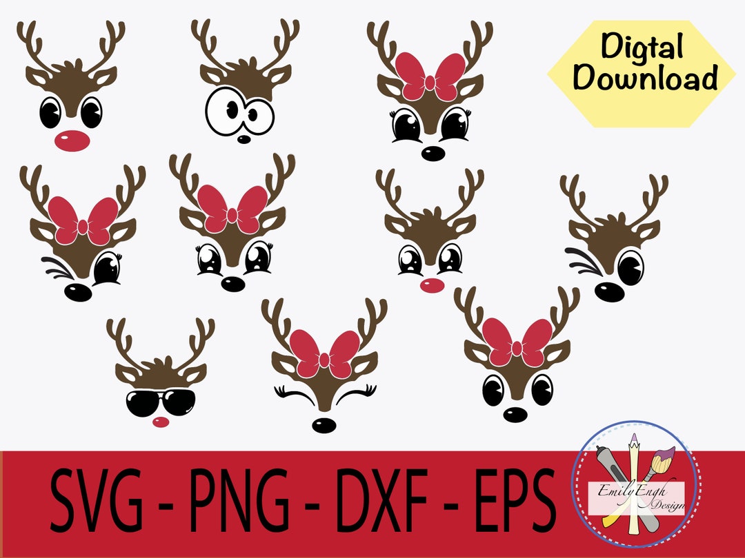 Reindeer SVG File, Reindeer Face Svg, Reindeer Family SVG, Santas ...