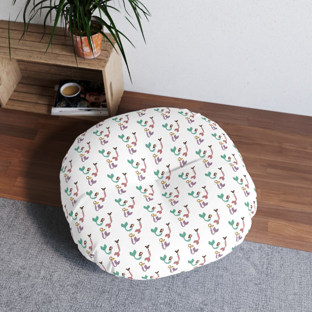 Multicolor Mermaids - 2 Sizes - Round Tufted Floor Pillow - Inclusive ...