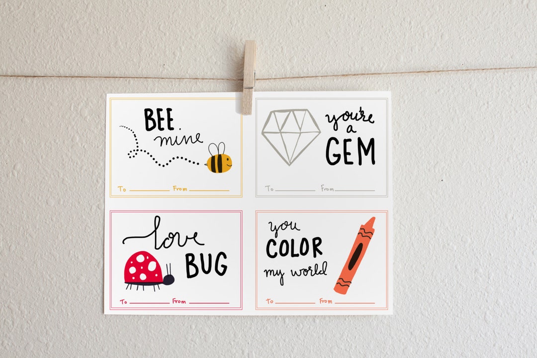Kid's Valentine's Day Cards - Gender Neutral - Printable Valentines Day ...