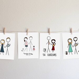 Custom Simple Stick Figure Family Portrait - Family Drawing/family ...