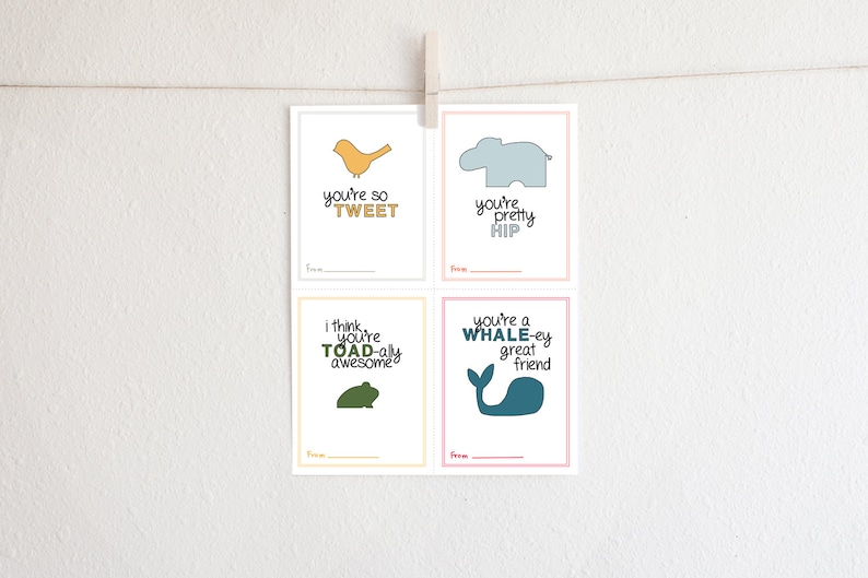 Kid's Valentine's Day Cards - Animal Pun - Printable Simple Valentines ...