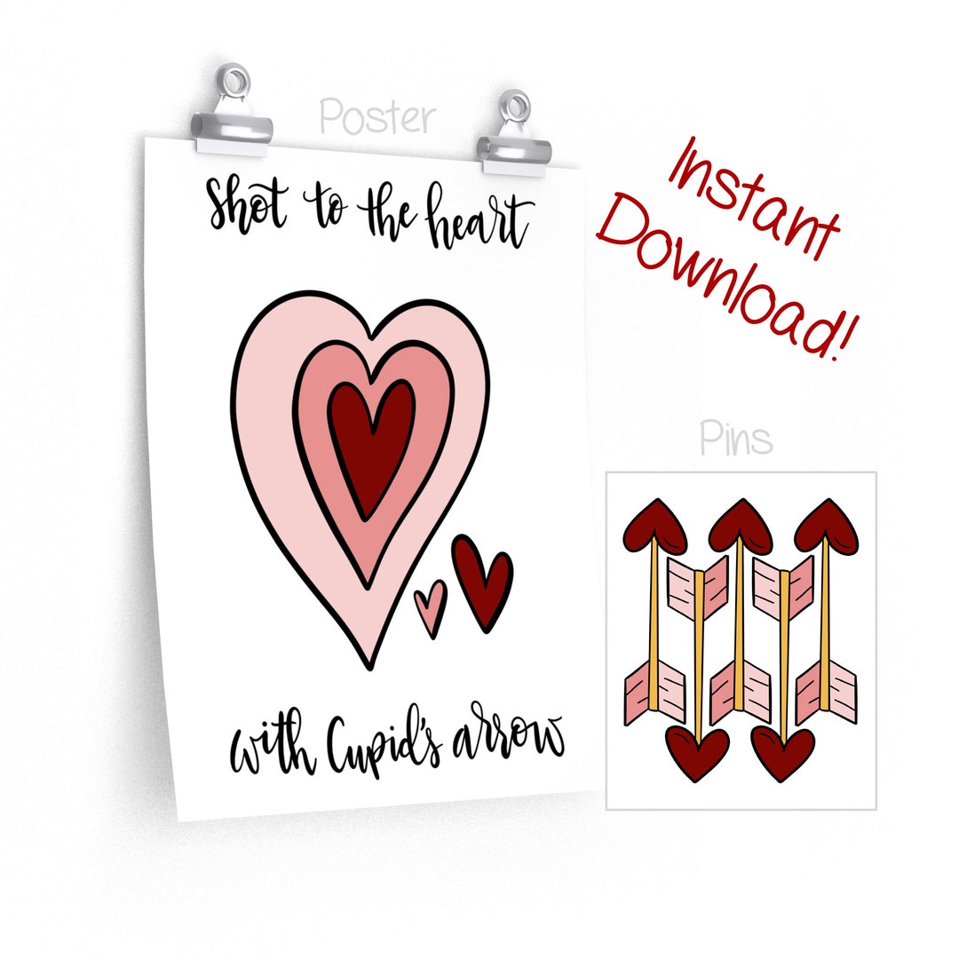 Cupid's Arrow Valentine's Day Party Game – Pin the Tail, Hearts ...