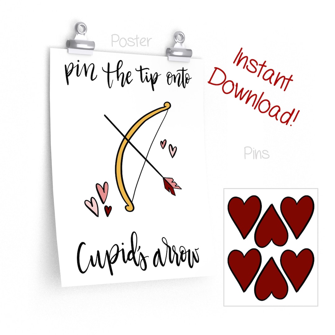 Pin the Tip Onto Cupid's Arrow - Instant Download! - DIY Pin the Tail Valentine's Day Party Game ...