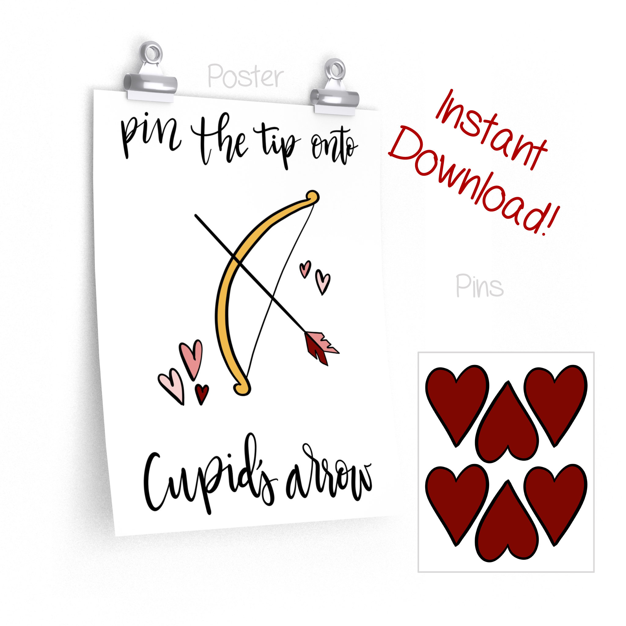Pin the Tip Onto Cupid's Arrow - Instant Download! - DIY Pin the Tail Valentine's Day Party Game ...