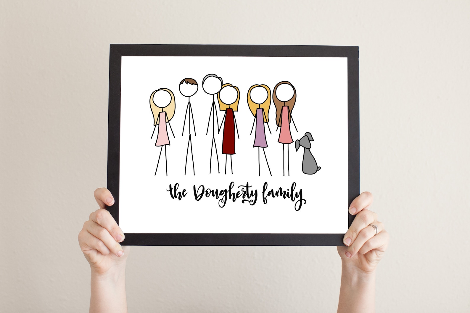 Custom Large Group Stick Figure Family Portrait Family Drawing/family ...