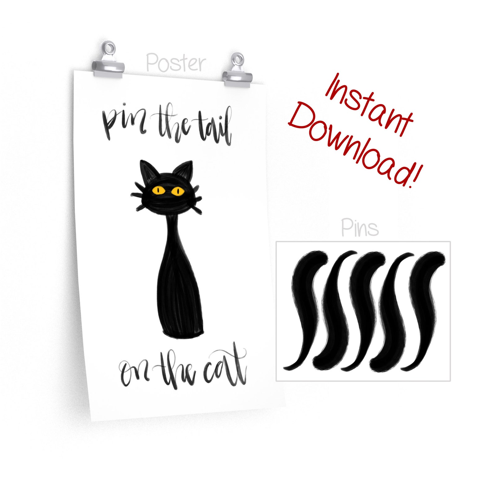 Pin the Tail on the Cat - Instant Download! - DIY Halloween Party Game ...
