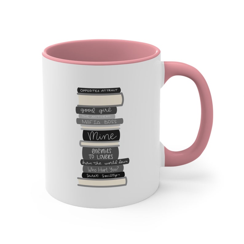 Dark Romance Book Stack Color Pop Accent Coffee Mug Romance Readers ...