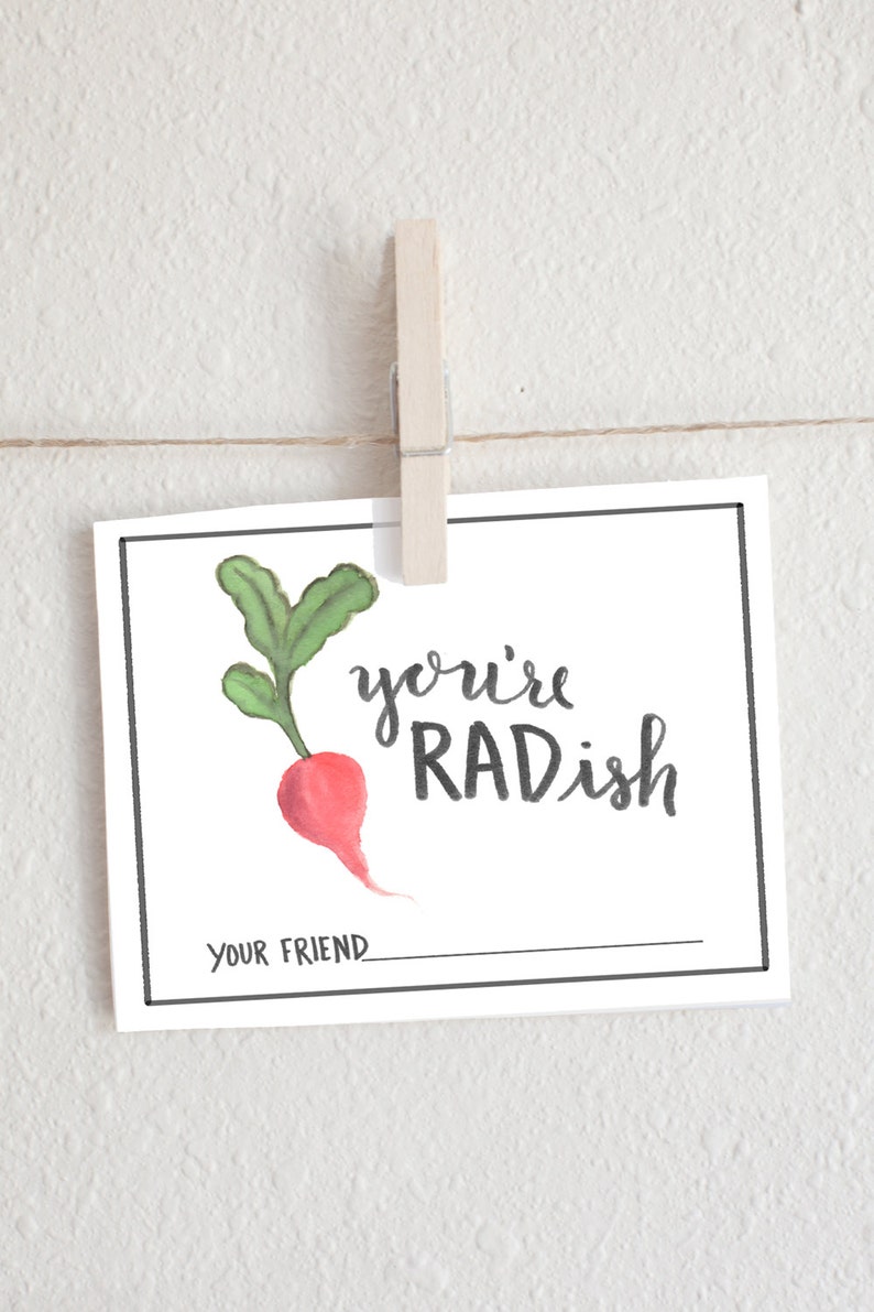 Kid's Valentine's Day Cards Produce Pun Printable Watercolor Valentines ...