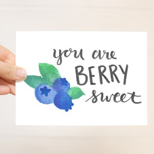 Berry Sweet Card – Watercolor Blueberry Pun (PDF & JPEG) - Etsy