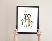 Custom Simple Stick Figure Family Portrait Family - Etsy UK
