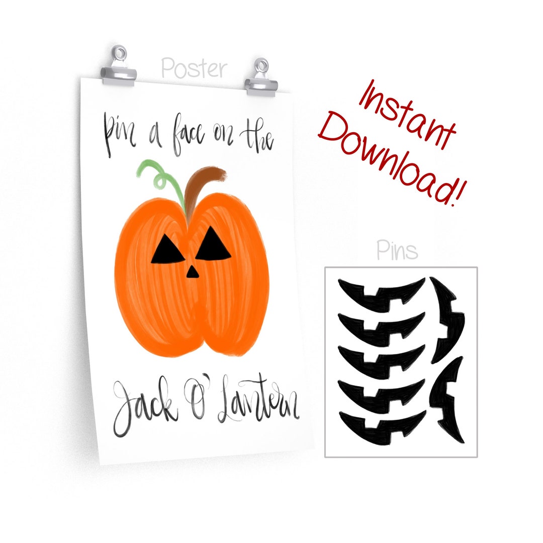 Pin the Face on the Jack O Lantern Pumpkin - Instant Download! - DIY ...
