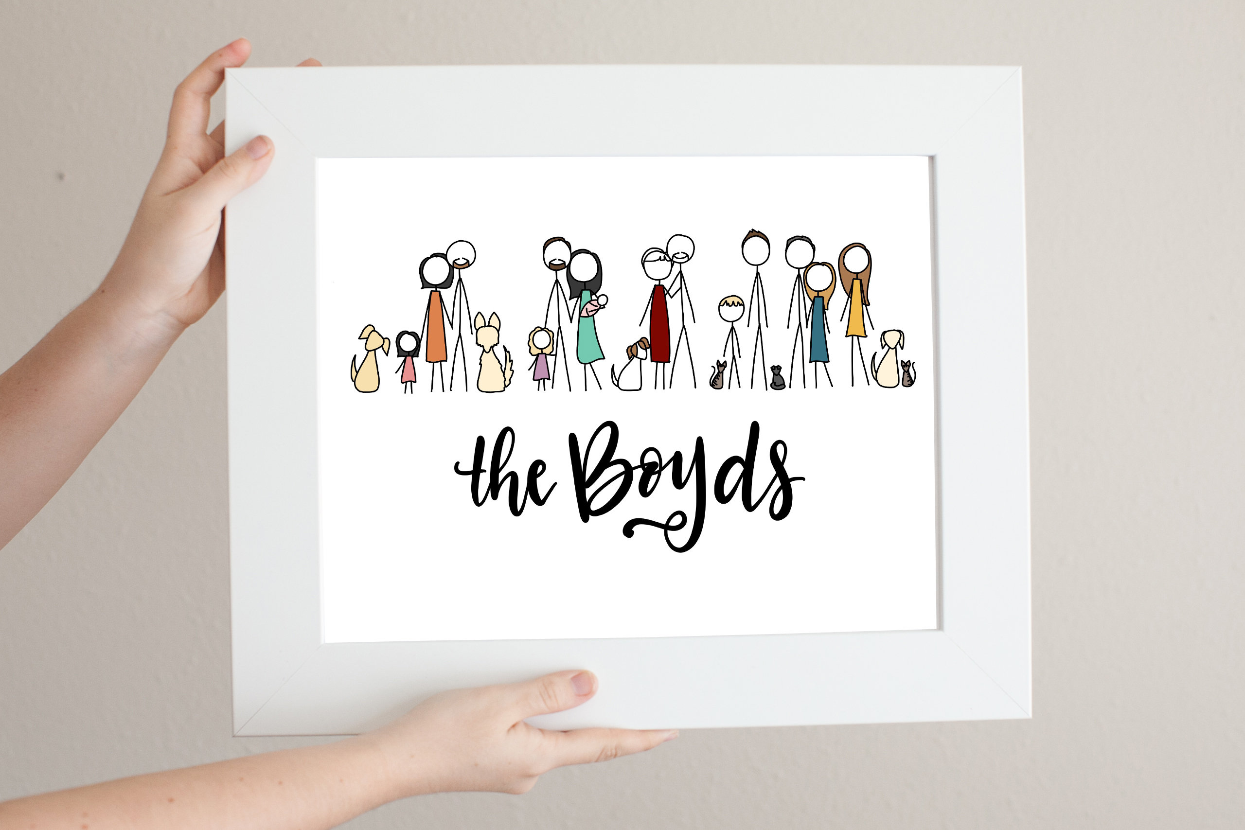 Custom Extra Large Group Stick Figure Family Portrait - Extended Family ...