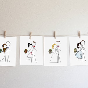 Custom Simple Stick Figure Wedding Portrait - Bride and Groom - Wedding ...