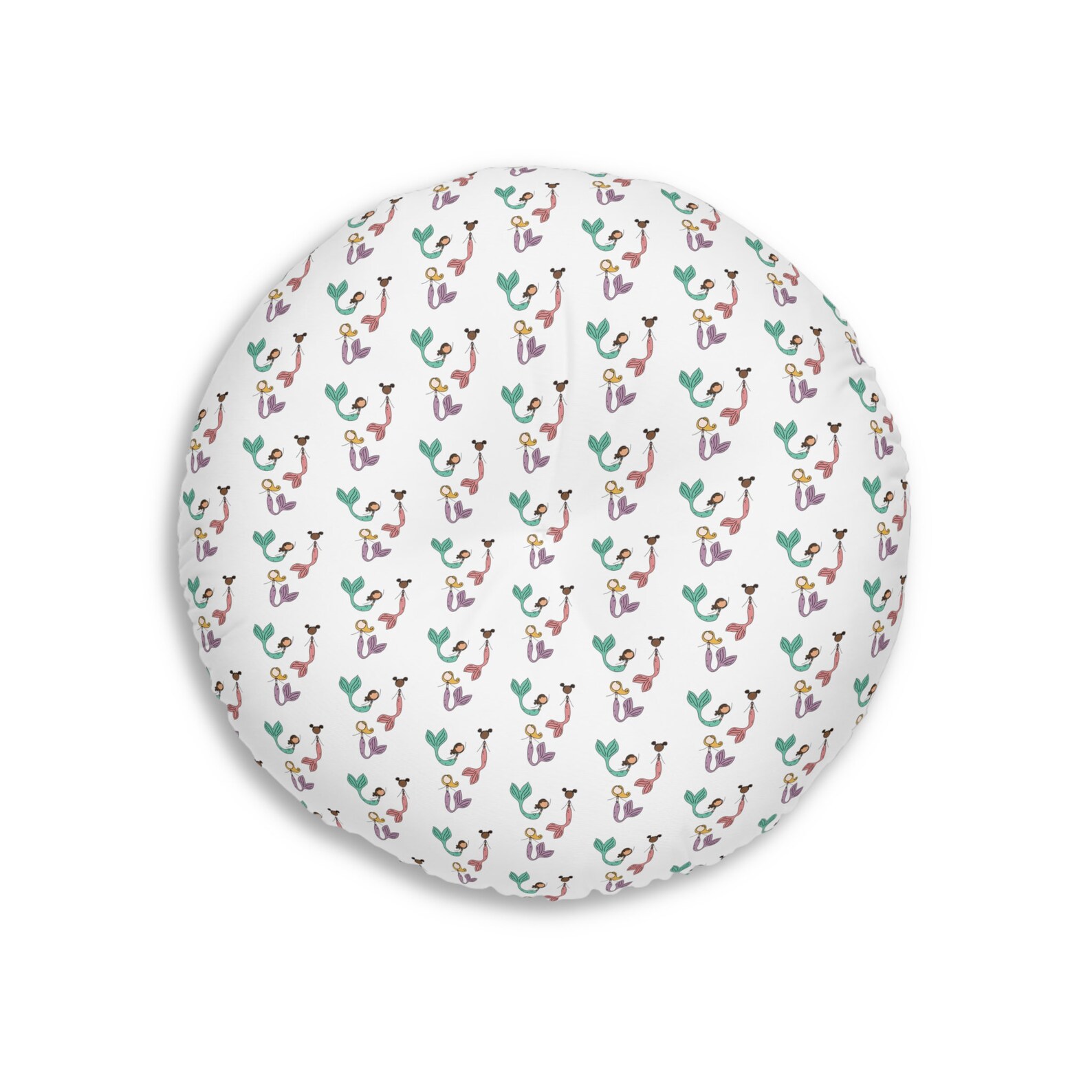 Multicolor Mermaids - 2 Sizes - Round Tufted Floor Pillow - Inclusive ...